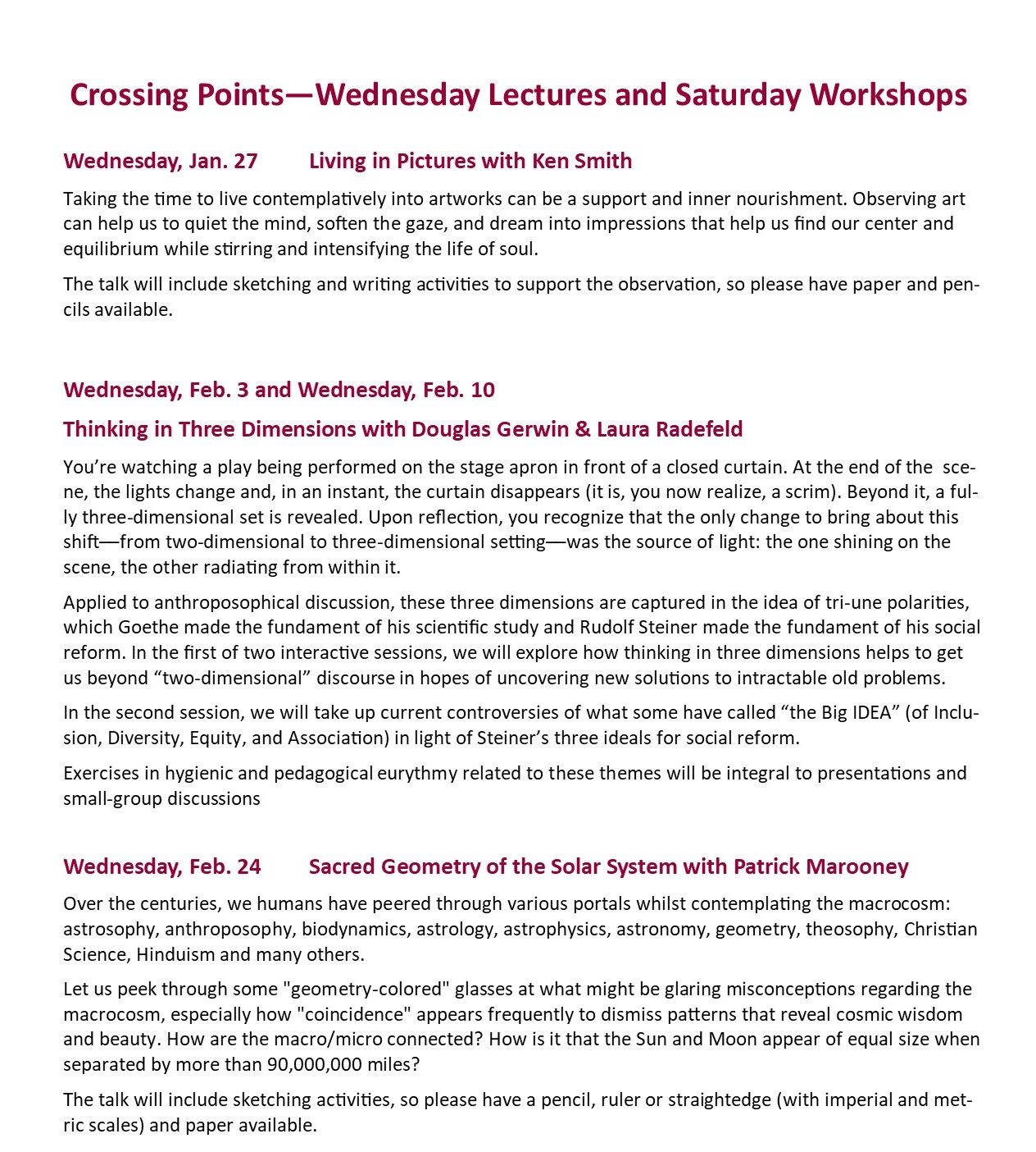 Crossing Points II – A Lecture and Workshop Series For Our time – Bay ...